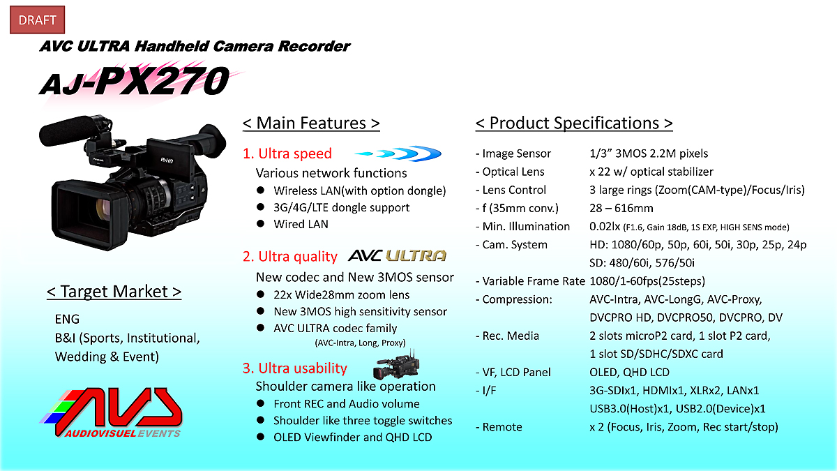 AVS Audiovisuel - Matériel neuf - Caméras numériques Full HD SD & P2 ...